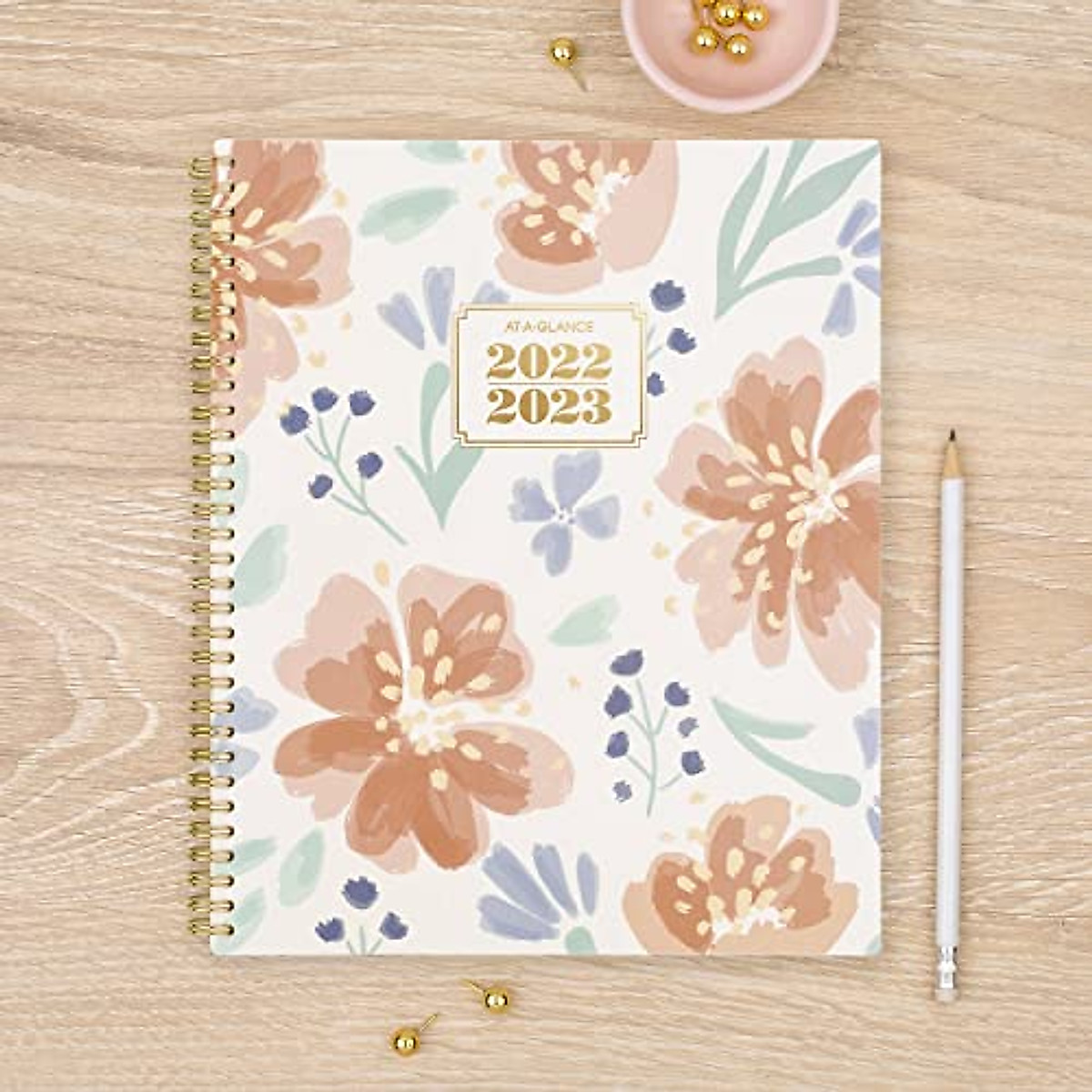AT-A-GLANCE 2022-2023 Planner, Weekly & Monthly Academic, 8-1/2" x 11", Large, Badge Floral (1613F-905A)