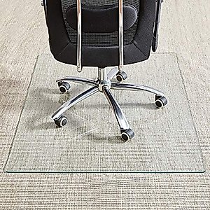 Tempered Glass Chair Mat, 36"×46“, 1/5 Inch Thick Office Chair Mat Carpet & Hardwood Floor, Chair Mats for Carpeted Floor, Chair Mat for Hardwood Floor, Desk Chair Mat, 4 Anti-Slip Pads
