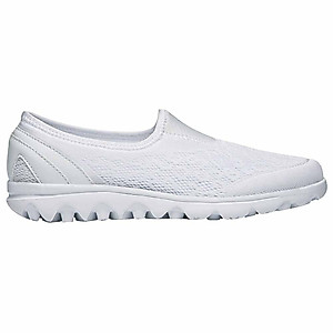 Propét Women TravelActiv Slip-On Sneaker, White, 9 Wide