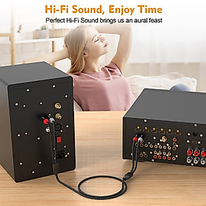 HOSONGIN RCA Cables 20ft 2 Pack[Hi-Fi Sound, Nylon Braided, Shielded], 2-Male to 2-Male RCA Audio Stereo Subwoofer Cable Auxiliary Cord for Home Theater, HDTV, Amplifiers, Hi-Fi Systems, Speakers