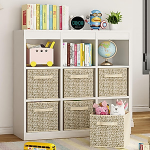 6 Pack Fabric Storage Cubes with Handle, Foldable 11 Inch Cube Storage Bins, Storage Baskets for Shelves, Storage Boxes for Organizing Closet Bins