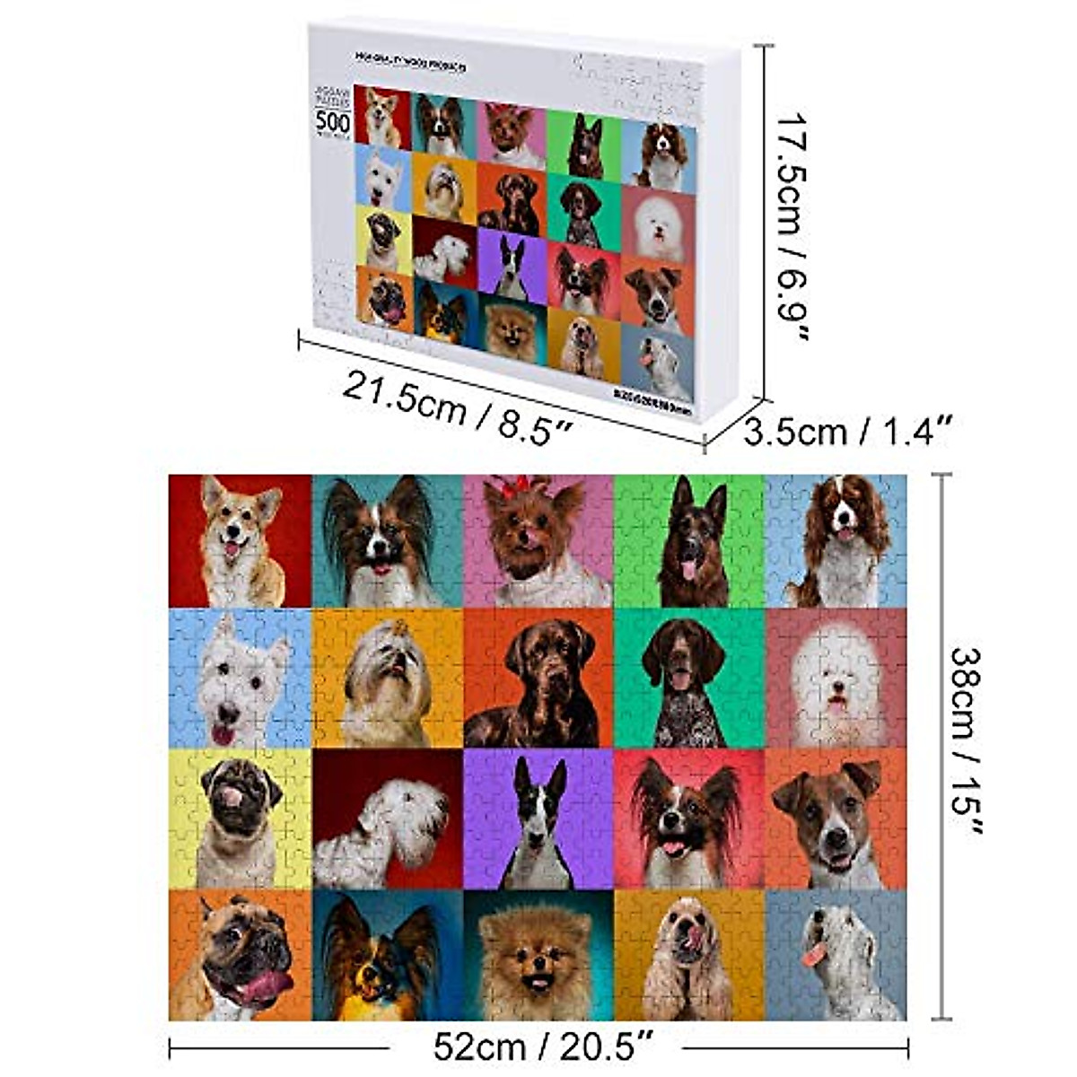 500 Pieces Jigsaw Puzzle for Adults Different Breeds of Dogs Wooden Jigsaw Puzzles Table Game Kids Family Toy DIY Gift
