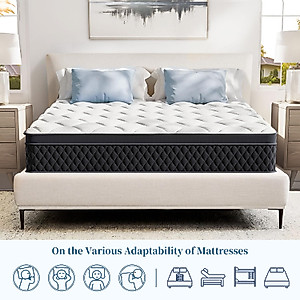 LDLON King Size Mattress, 12 Inch Memory Foam Hybrid Mattress, Pressure Relieving Bed in a Box, Individual Pocket Springs for Motion Isolation, Edge Support, CertiPUR-US Certified, Fiberglass-Free