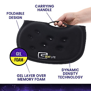 G Seat LITE Travel Gel Foam Cushion Back Pain, Sciatica, Pressure Relief |Relieves Tailbone Discomfort, Promote Healthy Posture| Ergonomic Comfort | Car, Commute, Airplane and Travel Comfort - Gray