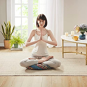 Codi Meditation Floor Pillow, Boho Pillows Seating for Adults & Kids, Large Round Cushion for Yoga Living Room Tatami Sitting, Memory Foam Added, 22x22 Inch, Multi Blaidiere