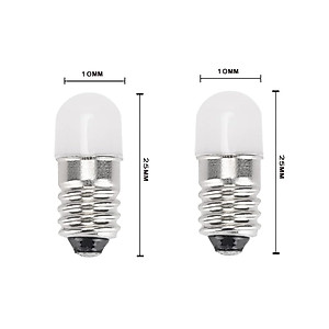 E10 LED Bulbs 12V Warm White AC/DC E10 Miniature Screw LED Lamps 0.5Watts 65Lm 12 Volt Miniature Flashlight Bulbs (10)