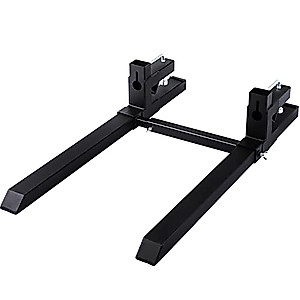 Mophorn Tractor Bucket Forks 43" 2000 Lbs Max, Clamp On Pallet Forks with Adjustable Stabilizer Bar, Heavy Duty Front Loader Forks 60" Total Length, Fork Attachment for Skid Steer,Loader Bucket