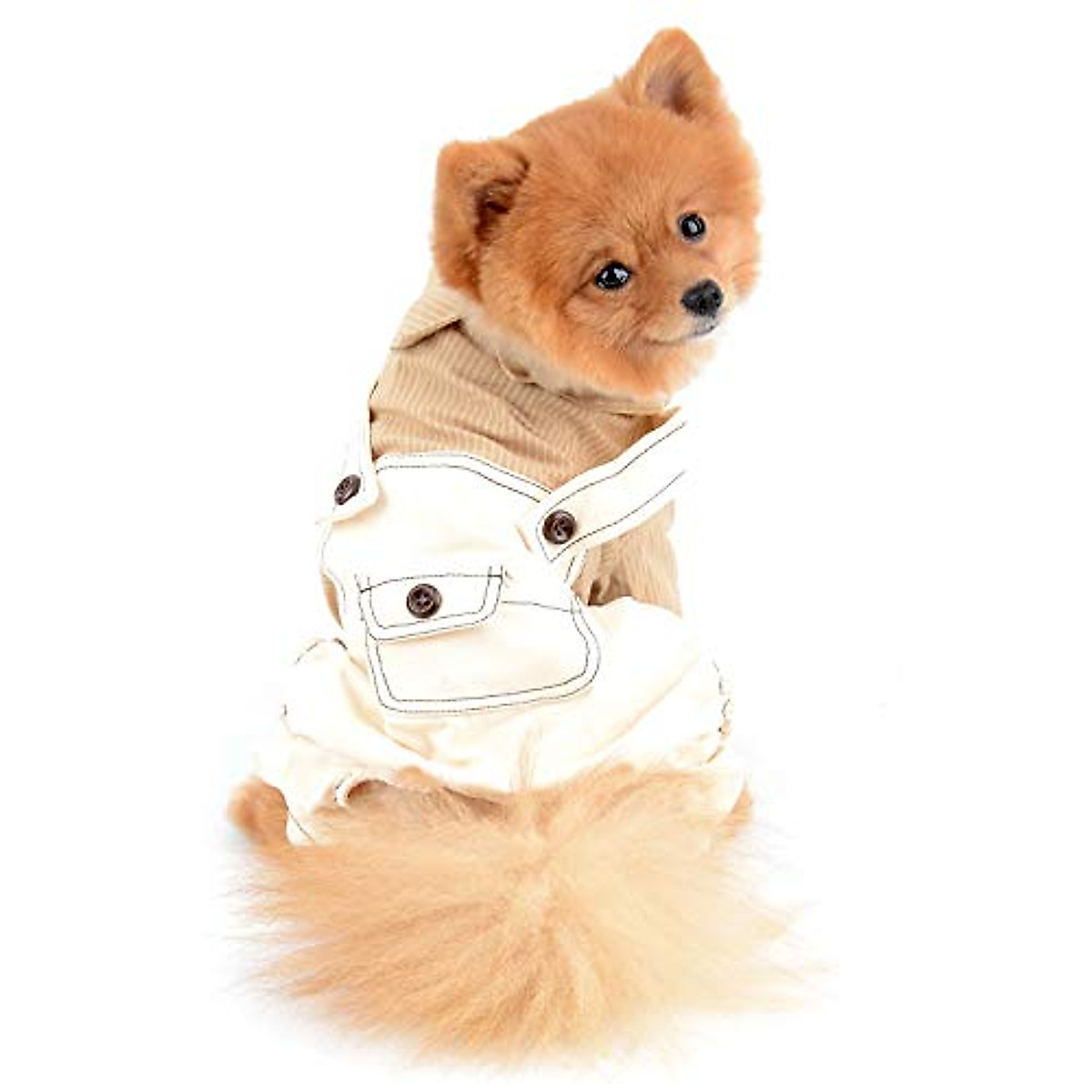 SELMAI Dog Outfits for Small Dogs Boy Summer Striped Shirts with Pants Jumpsuits One Piece Apparel for Cats Puppies Chihuahua Clothes Adorable Overalls for Medium Pets 4 Legs Spring Autumn Brown M