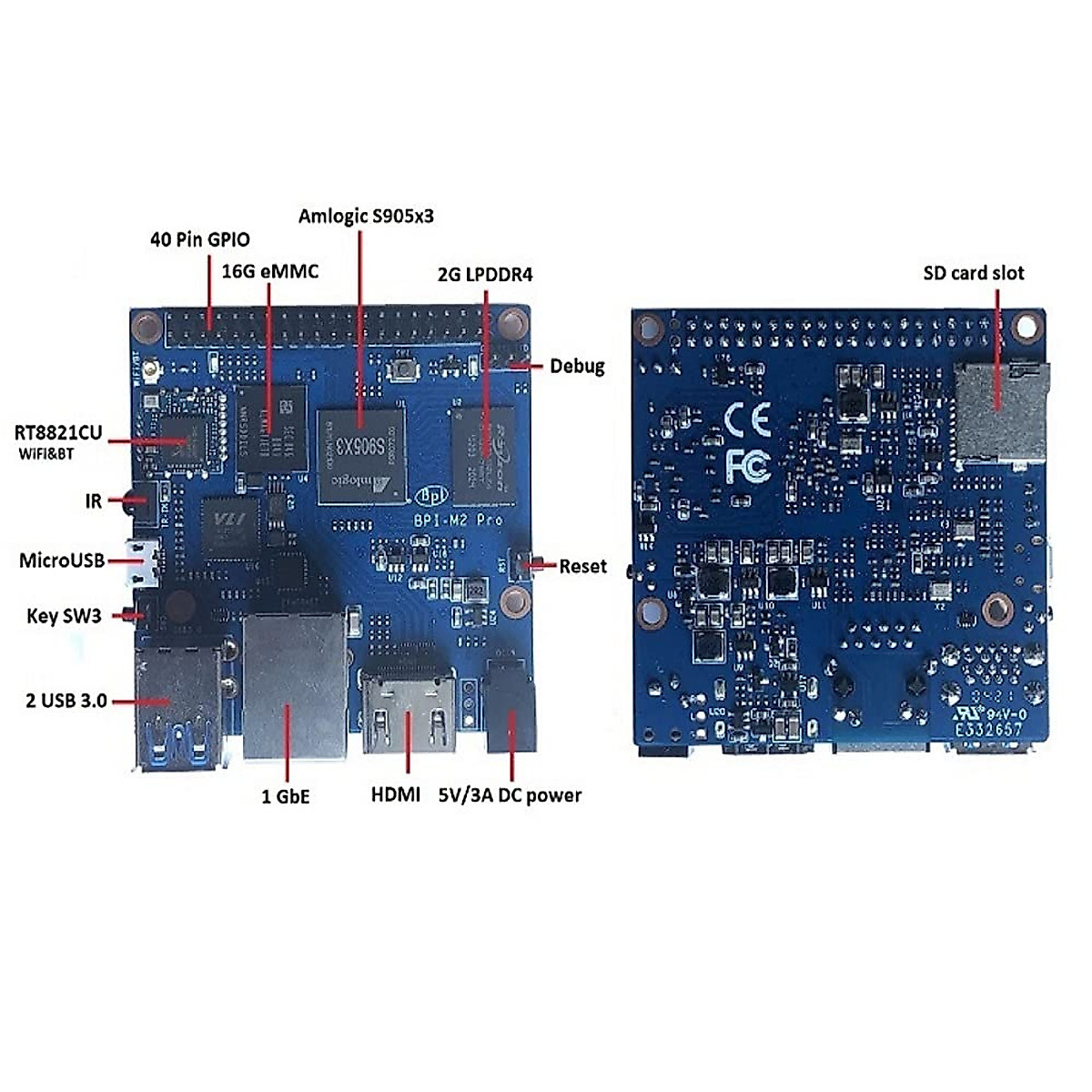 Banana Pi BPI-M2 Pro Amlogic S905X3 Single Board Computer for IOT Smart Home Control gatewa and NAS Server