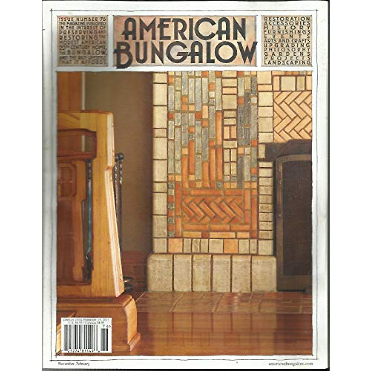 AMERICAN BUNGALOW MAGAZINE, WINTER, 2012 ISSUE, 76 (LIKE NEW CONDITION)