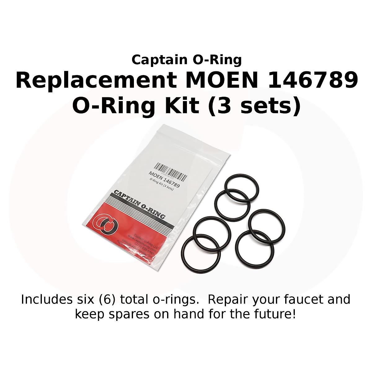 Captain O-Ring – Replacement 146789 O-Rings for Specific Moen Single-Handle Lever Kitchen Faucets (3 Sets, 6 orings)