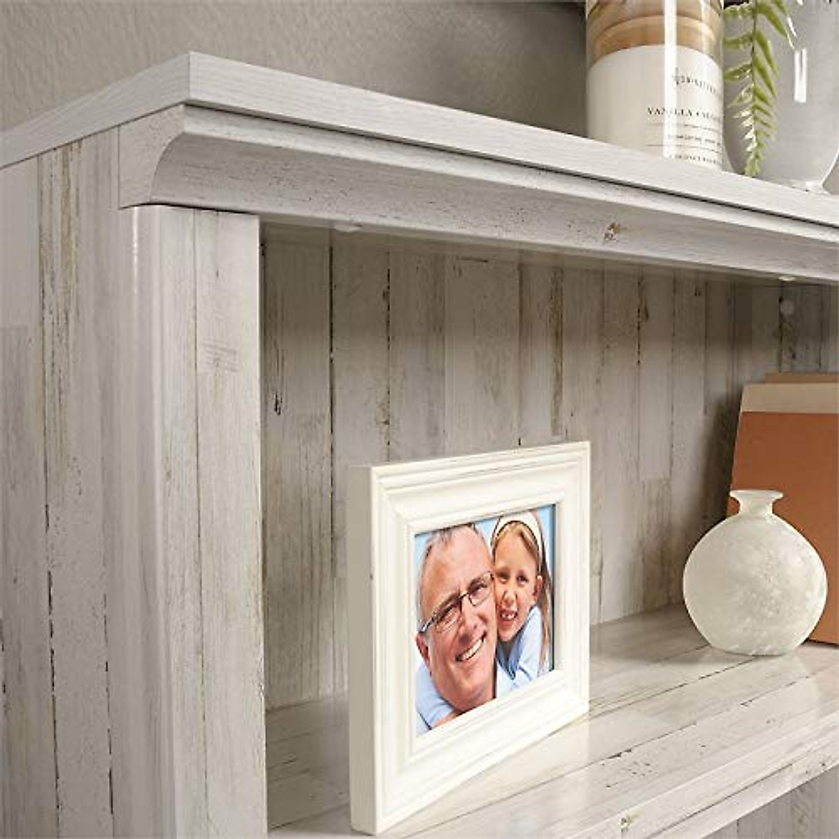 Sauder Misc Storage Contemporary 3-Shelf Wood Bookcase in White Plank