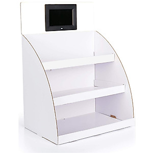 Displays2go Countertop Cardboard Shelving with 7" Digital Display – White (TBSH3WTDG)