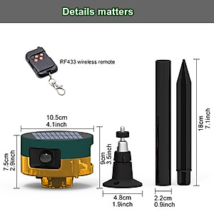 HULPPRE Solar Outdoor Motion Sensor Alarm-Dog Barking&Gunshot Sound,130db Loud Noise Maker,Support Recording,13 Kinds of Sound Strobe Light with USB,Say Goodbye to The Intruders