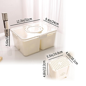 Awrotye Airtight Fridge Fruit Storage Containers with Lids - BPA-Free, Handle, and 4 Removable Colanders, Kitchen Organizers, Food Storage Containers for Fruit, Vegetable, Entertaining, Party, Picnic