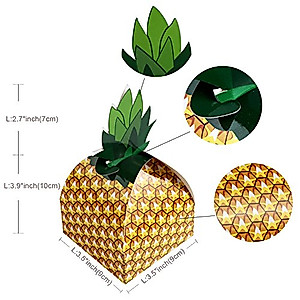 OurWarm 24pcs Pineapple Favor Boxes 3D Large Pineapple Gift Boxes Tropical Hawaiian Luau BBQ Summer Beach Pool Fruit Party Decorations