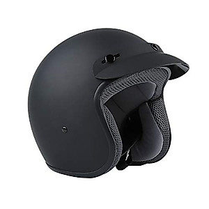 TCT-MOTORPARTS Adult Helmet 3/4 Open Face Motorcycle Scooter DOT Helmet Sun Visor Size Small Matte Black