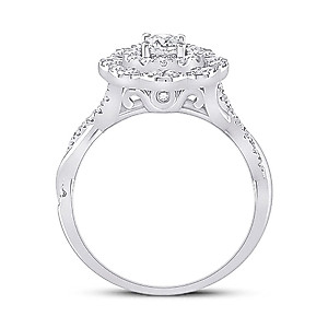 The Diamond Deal 14kt White Gold Round Diamond Halo Bridal Wedding Engagement Ring 7/8 Cttw