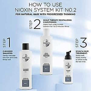 Nioxin System 2 Cleanser Shampoo, Natural Hair with Progressed Thinning, 33.8 Fl Oz