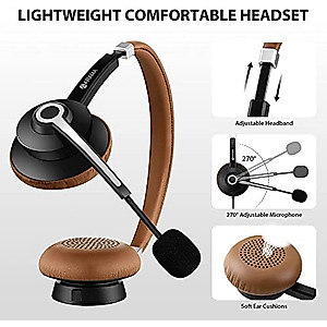 Wireless Headphones with Microphone, HD Stereo Sound & Noise Isolating Bluetooth Headset with Mute Button, Comfortable 25Hrs Playtime Hands Free On Ear Headphones for Cell Phone Calls Music Work