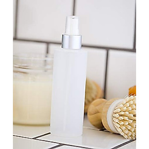 JUVITUS 6 oz Clear Natural Refillable Plastic Squeeze Bottle with Silver Fine Mist Sprayer (6 pack)