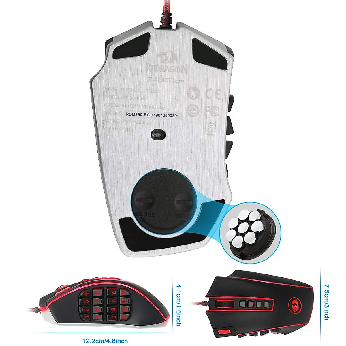 M990 USB wired RGB Gaming Mouse 24000DPI with 24 programmable Buttons