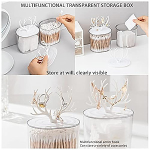 1 piece cotton round 20,Qtip Holder Dispenser for Cotton Ball, Cotton Swab, Cotton Round Pads, Clear Plastic Apothecary Jar Set， for Bathroom Canister Storage Organization, Makeup Organize（lvory）