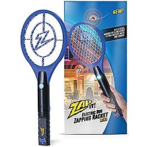 ZAP IT! Bug Zapper Rechargeable Electric Fly Swatter Racket, 4,000 Volt, USB Charging Cable