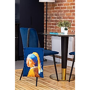 Today is Art Day - Johannes Vermeer - Girl with Pearl Earring - Pixel Art - Tote Bag - 13.5" x 17.5"