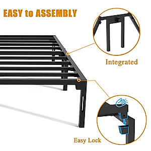 VENI HOME 14 Inch Queen Bed Frame, Heavy Duty Metal Platform Bed Frame with Dual Center Supports,No Box Spring Needed,Easy Assembly