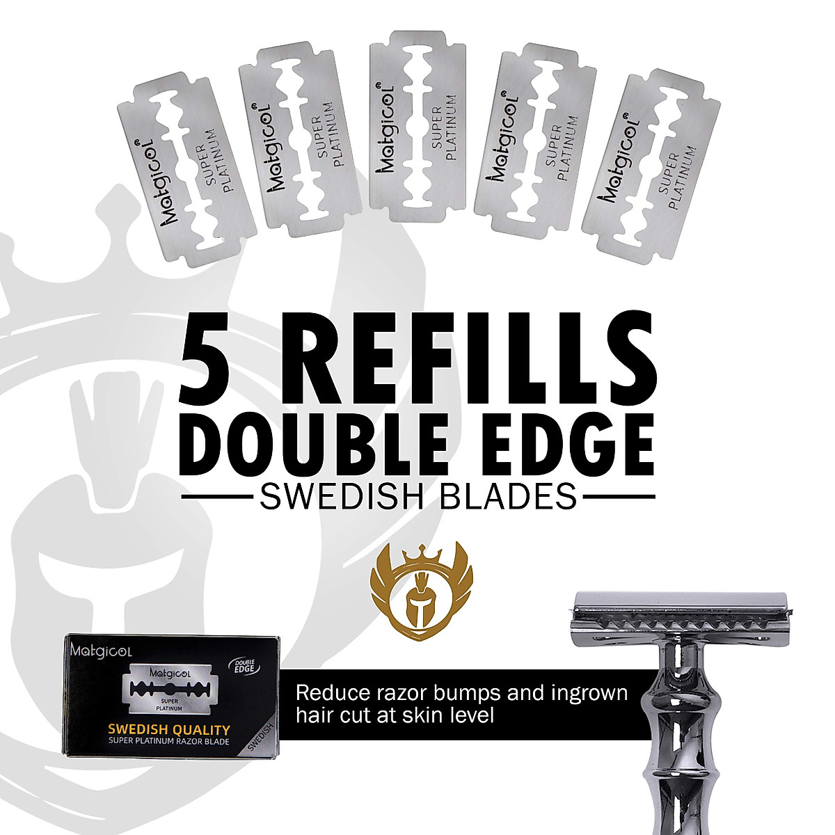 Double Edge Safety Razor For Men and Women, 5 refilled blades. TITAN SHAVE | Cronus Edition.