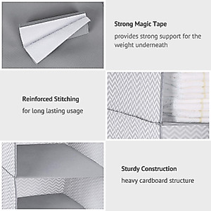 Minnebaby 42-Piece Nursery Organizer Storage Closet Set, Chevron Pattern, Grey