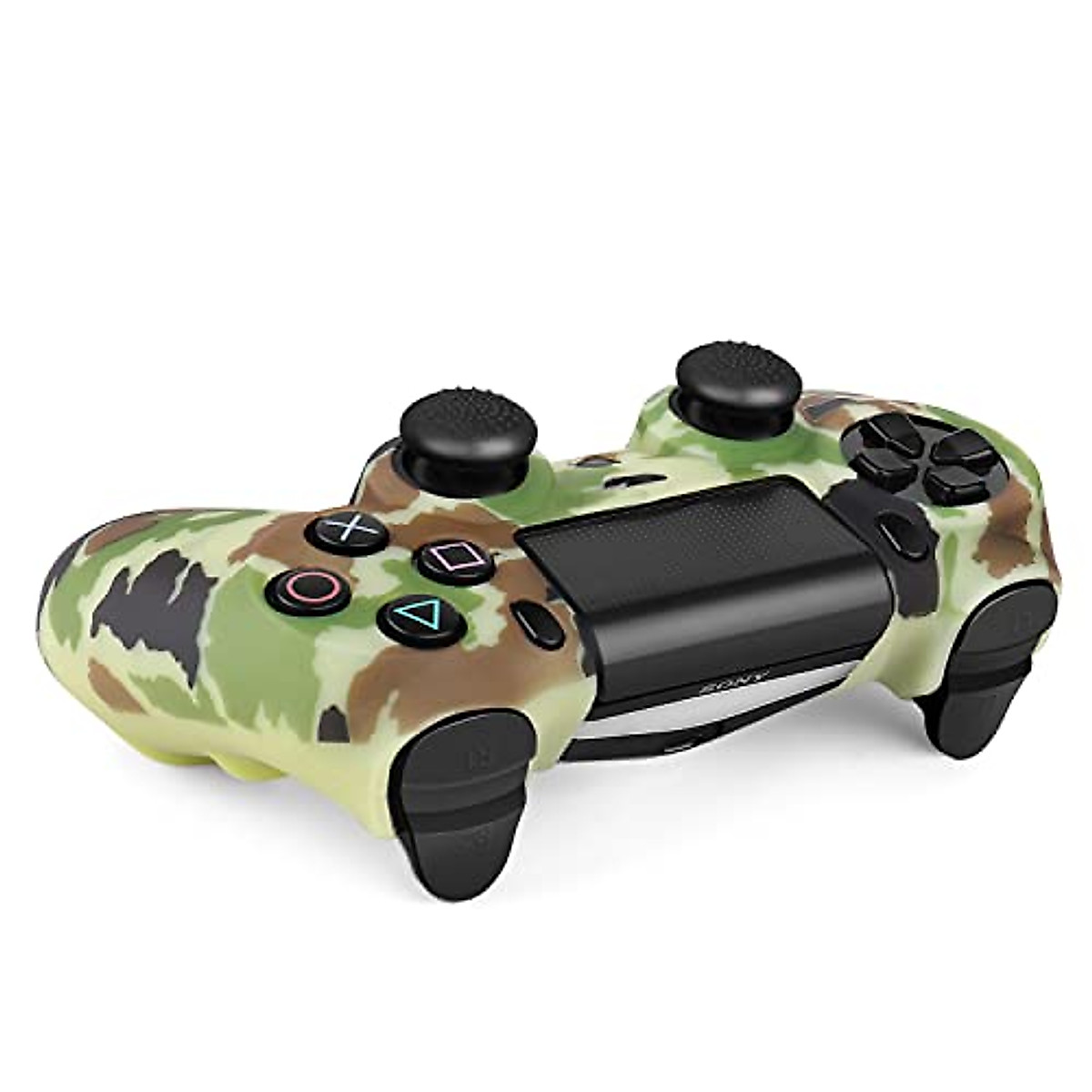 TNP For PS4 / Slim / Pro Controller Skin Grip Cover Case Set - Protective Soft Silicone Gel Rubber Shell & Anti-slip Thumb Stick Caps for Sony PlayStation 4 Controller Gaming Gamepad (Camo Brown)