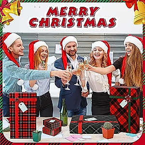 Qilery 24 Pieces Christmas Gift Boxes with Lids and Red Bows Buffalo Plaid Christmas Gift Wrap Boxes 4 Sizes Bulk Gift Boxes Shirt Box for Wrapping Xmas Holiday Present (Plaid)