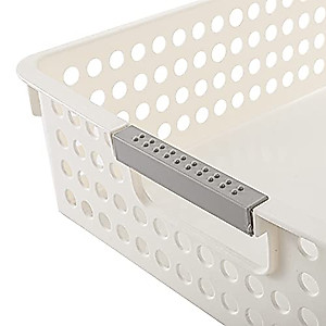 Bekith 4 Pack Plastic Storage Tray Basket, A4 Paper Storage Organizer Basket, Classroom Office School File Holder, 14 Inches x 10 Inches x 3.4 Inches, White