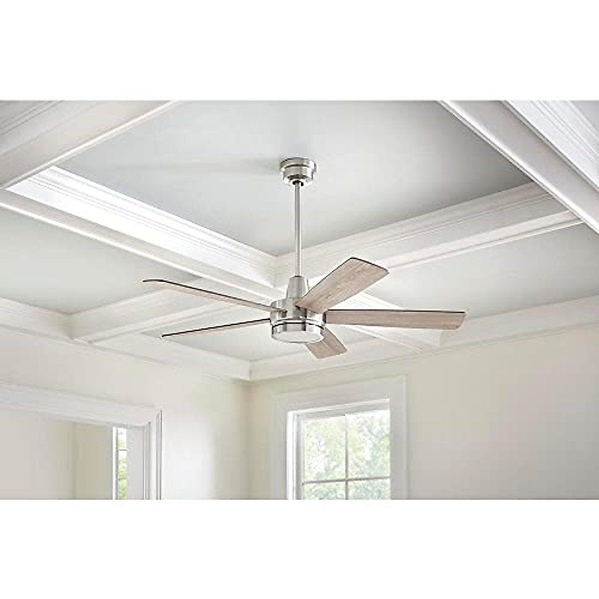 Hampton Bay Fanelee 54 in. White Color Changing Integrated LED Brushed Nickel Smart Ceiling Fan with Light Kit and Remote Control