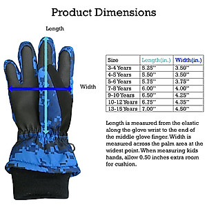 N'Ice Caps Kids Waterproof Winter Thinsulate Warm Gloves (Blue Digital Camo, 10-12 Years)