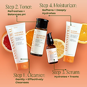 InstaNatural BHA Exfoliating Face Serum, Minimizes Lines, Wrinkles, and Blemishes, with Vitamin C and Salicylic Acid, 1 Fl Oz