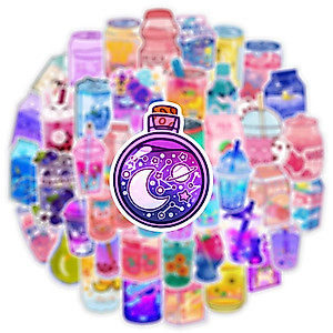 50Pcs Assorted Stickers Pack, Sunproof Waterproof DIY Aesthetic Vinyl Decals for Laptop, Water Bottle, Luggage Case, Phone, Scooter (1Pack, Beverage)