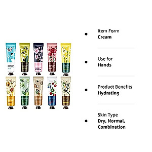 10 Pack Natural Plant Fragrance Hand Cream for Dry Hands, Moisturizing Hand Care Cream Stocking Stuffers Gift Set With Natural Shea Butter And Aloe For Men And Women,Travel Size Lotion-30ml