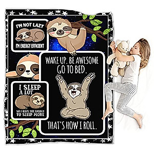 BAIVEAV Sloth Blanket Cute Cartoon Sloth Blanket Throw for Adult Kids Sloth Lover Fleece Blanket 50"x40" Lightweight Flannel Blanket for Couch Bed Sofa