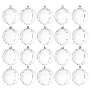20pcs Christmas Clear Ball 50mm Plastic Fillable Ornaments Balls for Xmas Tree DIY Crafting Wedding Holiday Home Decor Party Supplies