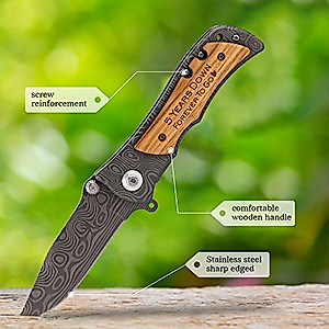 Moblade Engraved Pocket Knife for Husband, 5 Years Anniversary Present, 5 Years of Marriage, Gift for him 5th Anniversary, Husband Gift, 5 Years Down, Forever to Go