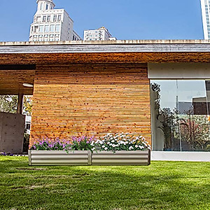 Outdoor 8x2 Ft Metal Raised Garden Bed Patio Large Frame Planters Box for Vegetables/Flower/