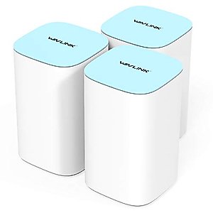 WAVLINK Whole Home WiFi Mesh System, AC1200 Gigabit Smart Mesh Wi-Fi Router Dual Band Wall-Mounted with Patent Touchlink Technology-3 Pack for 3000 sq.ft Coverage