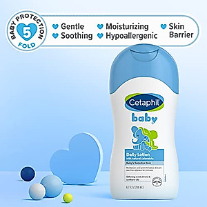 Cetaphil Baby Daily Lotion with Organic Calendula, NEW 13.5 fl oz, Vitamin E, Sweet Almond & Sunflower Oils, Mineral Oil Free, Paraben Free, Dermatologist Tested, Clinically Proven for Sensitive Skin