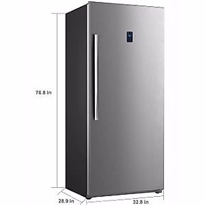 Smad 21 Cu.Ft. Upright Freezer, Convertible Refrigerator Freezer with LED Control Panel, Door Ajar Alarm, Stand Up Frost Free Freezer for Garage, Kitchen, Home, Office, Stainless Steel
