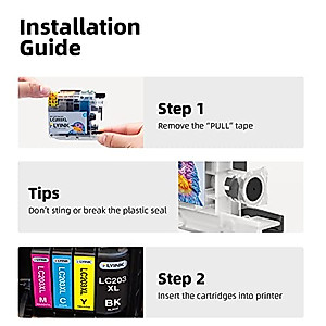 FLYINK Ink Cartridges for Brother lc203 lc201 XL Black and Color for MFC-J480DW MFC-J4420DW Printer