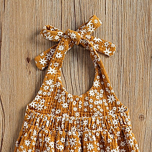 Summer One Piece Outfit Infant Baby Girl Romper Jumpsuit Sleeveless Halter Floral Bodysuit Clothes Bib Overalls