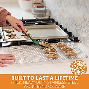 Priority Chef 18/8 Stainless Steel Cooling Rack, Heavy Duty Baking Rack For Oven Cooking, Fits Quarter Sheet Pan, Wire Rack For Cooking, Bacon, Cookie Cooling Rack, 8.5" x 12"